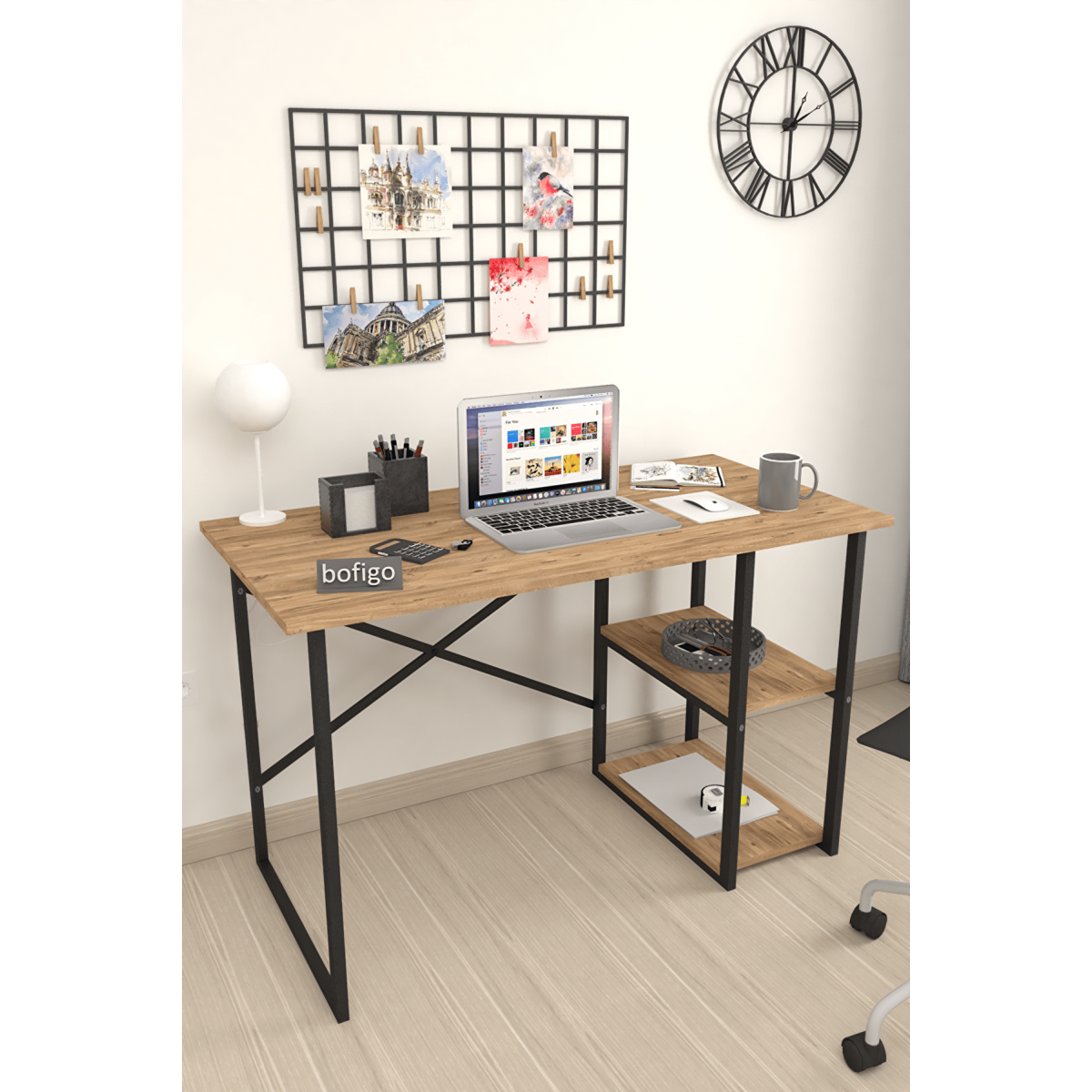 Γραφείο εργασίας "LONDON" με ράφια σε χρώμα sonoma 120x60x72 ...